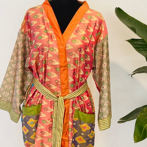 Swim | Brand New Repurposed Silk Sari Robe Vintage Silk Kimono Lavish ...